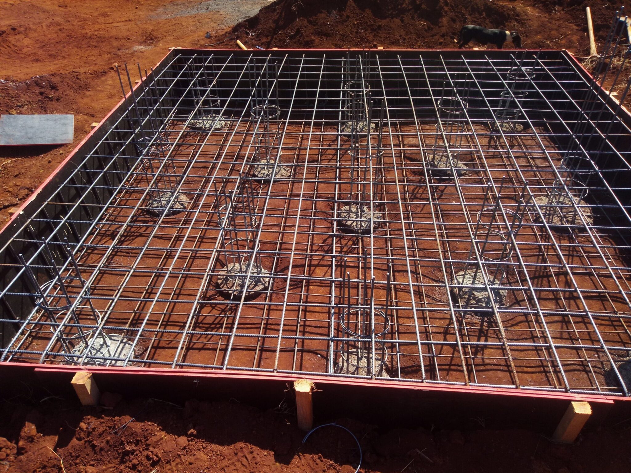 Fundação e Base de concreto para caixa d'água